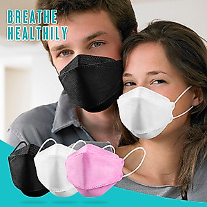 Tohacom 50/100 Pack KF94 Face_Covers, Color Màsk，Black Màsk，4-Layer Màsk outdoor Daily Use