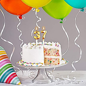 Birthday Number Candles, NO. 3/7/37/73 Anniversary Cake Decorations, Gold Number Birthday Cake Candles, Cake Decoration for Birthday Party Wedding Anniversary Graduation Celebration Supplies