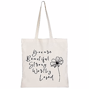 Haukea Canvas Tote Bag for Women Aesthetic Cute Tote Bags Inspirational Gifts Reusable Grocery Shopping Bags Book Tote