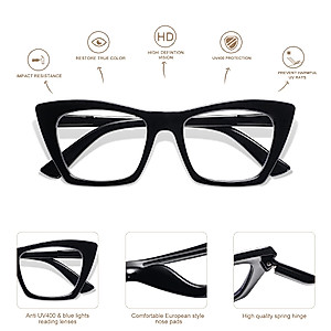 AMOMOMA Oversized Reading Glasses for Women,Trendy Cat eye Blue Light Computer Reader AM6028C1+C2+C3 1.5X