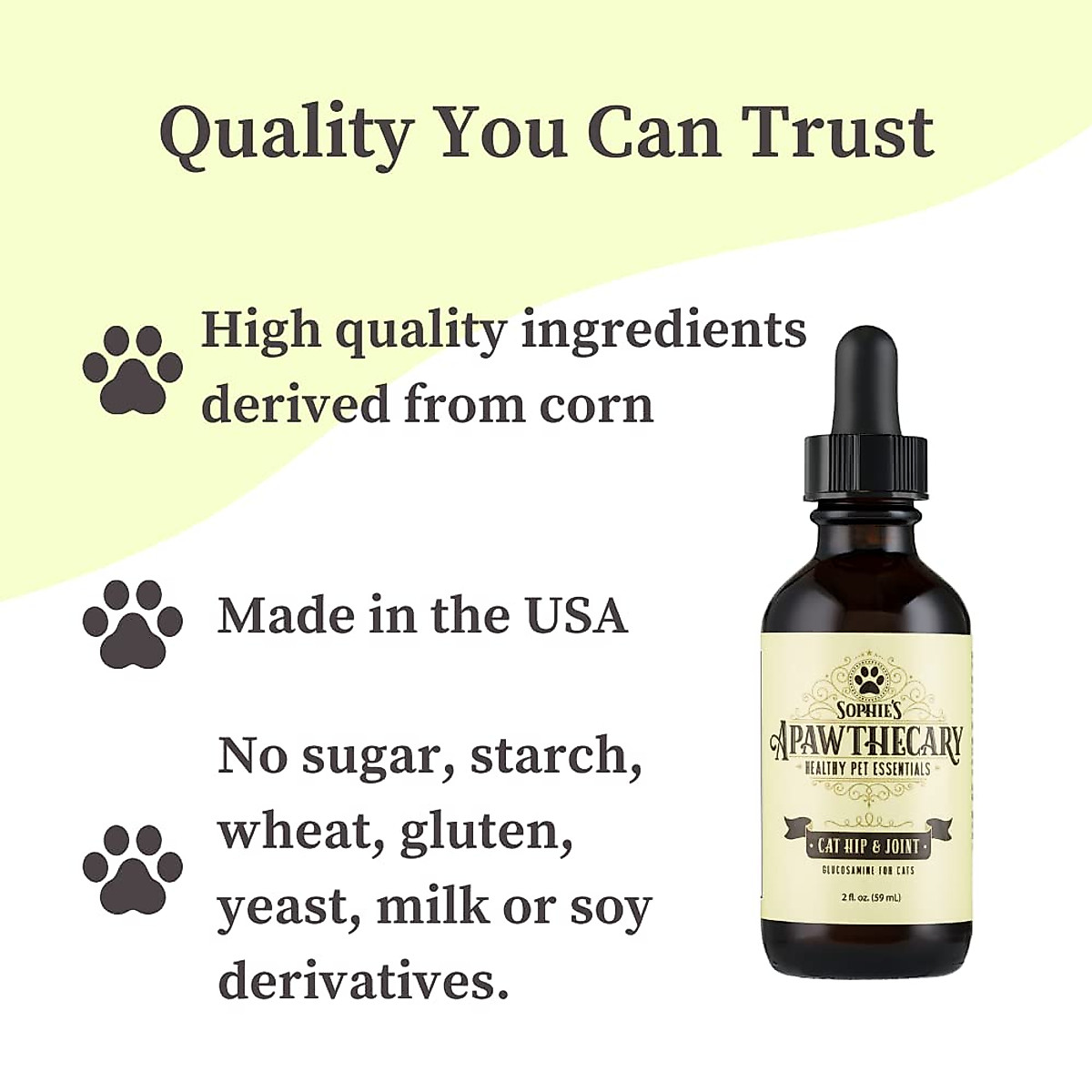 Sophie's Apawthecary Cat Hip and Joint Glucosamine Liquid Supplement 2 oz for Pain Relief and Improved Joint Flexibility