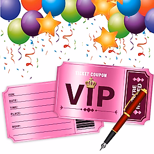 wuguimeii 20 Double-Sided Design Birthday Party Invitations with Envelopes，Movie VIP Party Invitations, Baby Shower Party Invites Supplies Favors（Rose Red）