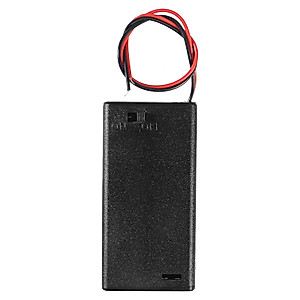 AOICRIE AA Battery Holder with Switch and Cover, 2 x 1.5V AA Battery Holder Case with On/Off Switch and Wire Leads