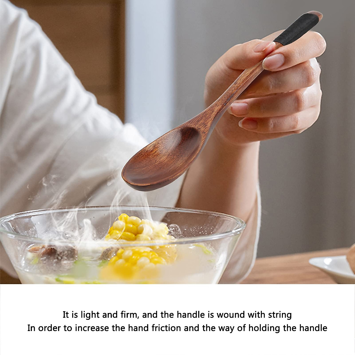 6pcs Spoons and Forks Set, Reusable Wooden Forks and Spoons for Eating 8.9in Japanese Wooden Utensil Set Natural Wood Cutlery