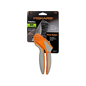 Fiskars Easy Action Rag Quilt Snips, 8", Gray Orange