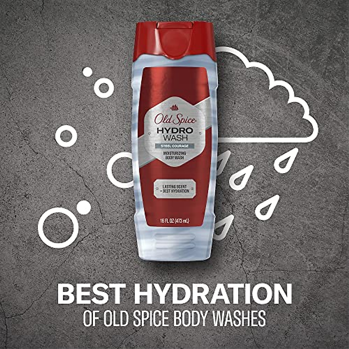 Old Spice Hydro Body Wash Hardest Working Collection Steel Courage, 16.0 oz (Pack Of 4)