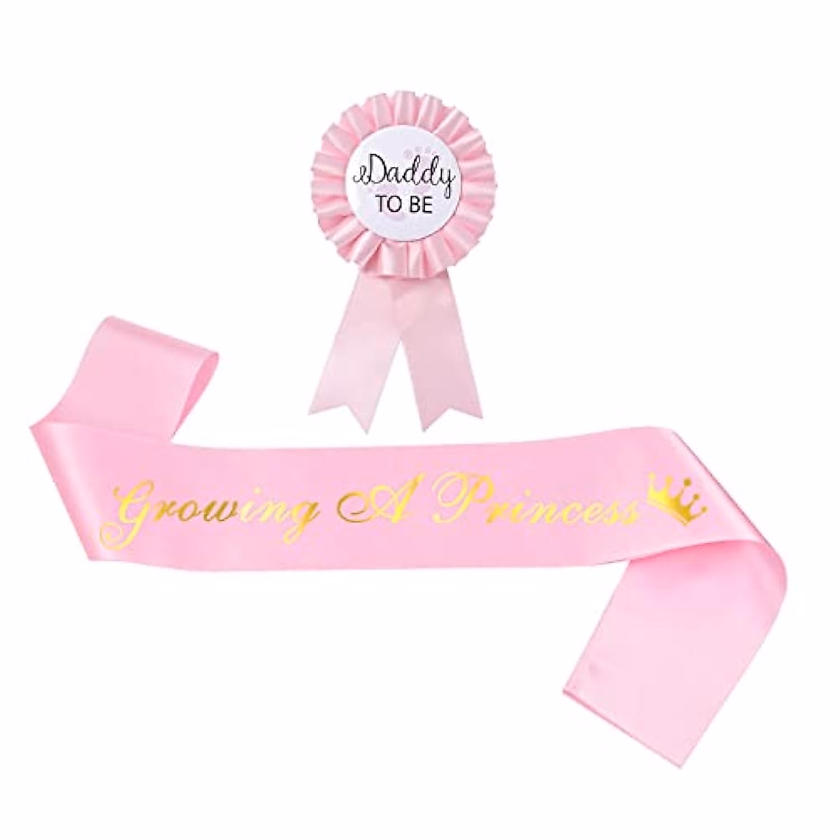 GDTO8820 CoolerthingssDG, Growing A Princess Baby Shower Pink Sash Daddy To Be Tinplate Badge Pin Kit