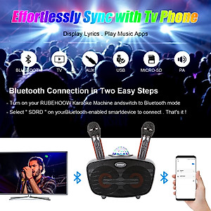 Portable Bluetooth Karaoke Machine with 2 Wireless Mics, SINWE PA Speaker with Disco Ball & Party Lights for Adults/Kids, Outdoor/Indoor Use. Perfect for Weddings, Churches, Picnics [Orange]
