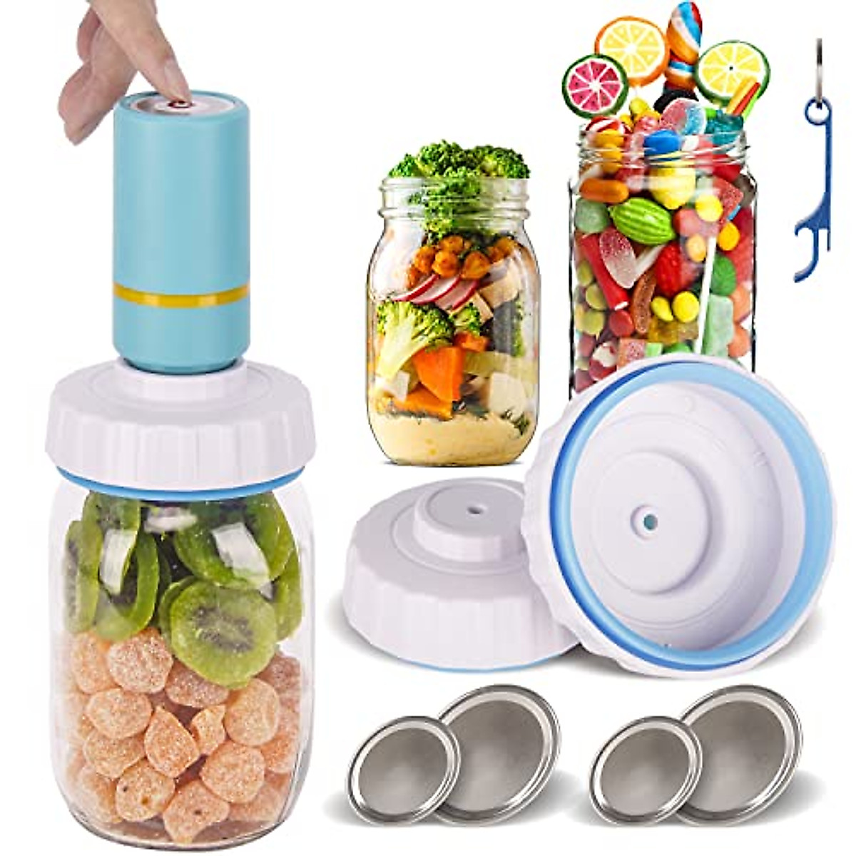 Electric Mason Jar Vacuum Sealer Kit, Foodsaver Vacuum Sealer Machine for Jars, Food Storage Vacuum Saver Can Sealer for Wide And Regular Mouth