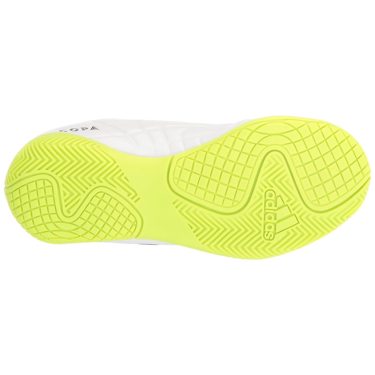 adidas Copa Pure.4 Indoor Sneaker, White/Core Black/Lucid Lemon, 2 US Unisex Little Kid