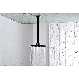 Anpean 12 Inch Shower Arm and Flange Matte Black, Ceiling Mounted Shower Arm for Rain Shower Head