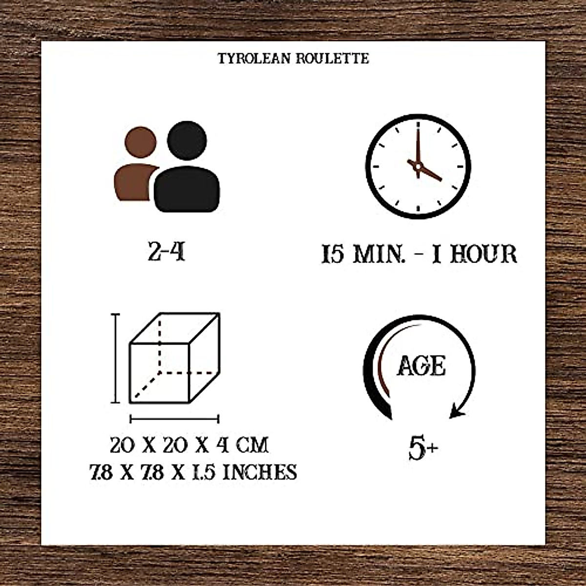 Logica Puzzles Art. Tyrolean Roulette - Board Game in Fine Wood for 2/4 Players