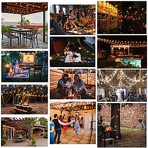 DAMAING Outdoor LED 100 FT Patio String Lights,52 ST38 Shatterproof Edison Style LED Bulbs,Vintage Plastic String Lights Waterproof for Bistro Gazebos Backyard Balcony Porch.