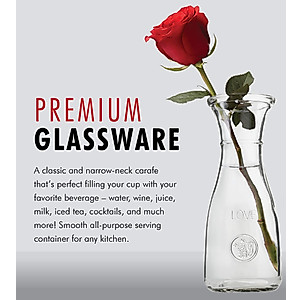 Kitchen Lux Carafe Pitcher Glass Set - Glass Water Pitcher & Water Carafe - Love Elegant Wine Decanter & Mimosa Bar Set - Easy Grip Neck & Wide Mouth for Pouring