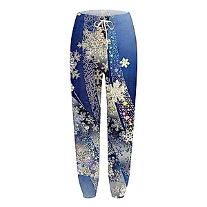 Straight Leg Sweatpants for Women,Merry Christmas Print High Waisted Sweatpants for Women Christmas Print Drawstring Workout Jogging Red Wine Glass Print Straight Leg Hiking Pants Sky Blue XL