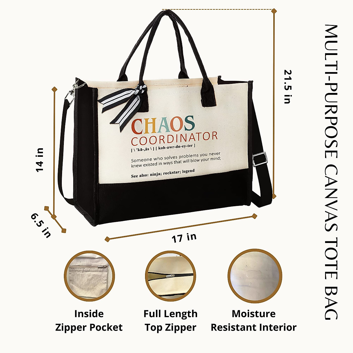 Thank You Gifts for Women, Teacher, Coworker, Boss - Boss Lady Gifts for Women, Coworker Gifts - Administrative Professional Day Gifts - Employee Appreciation Gifts, Chaos Coordinator Gifts - Tote Bag