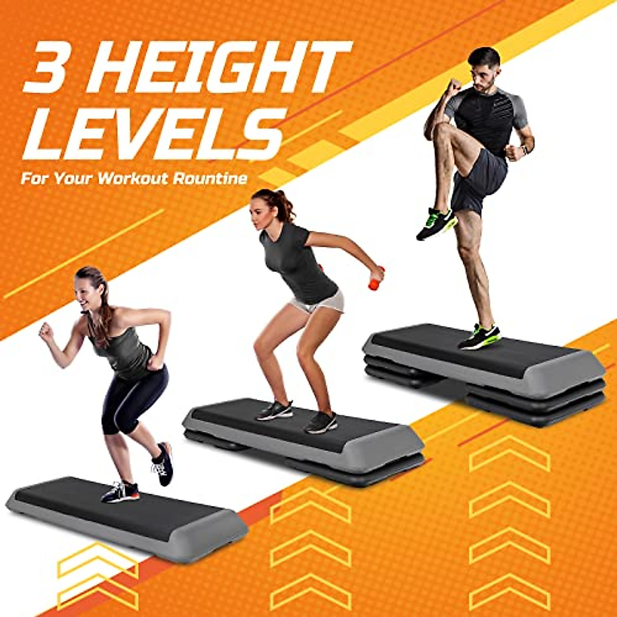 ZENY 43'' Exercise Aerobic Step Platform Adjustable Fitness Stepper with 4 Detachable Risers Fitness Workout Stepper for Home Gym Cardio Strength & Training