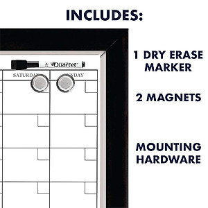 Quartet Combination Magnetic Whiteboard Calendar & Corkboard, 17" x 23" Combo Dry Erase White Board & Cork Bulletin Board, Perfect for Office, Home School Message Board, Wood Frame (22476)