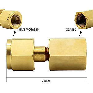Gurlleu Universal CGA580 to CGA320 CO2 Cylinder Inlet Adapter Carbon Dioxide Tank to Argon Flowmeter Regulator Fittings (Female Thread)