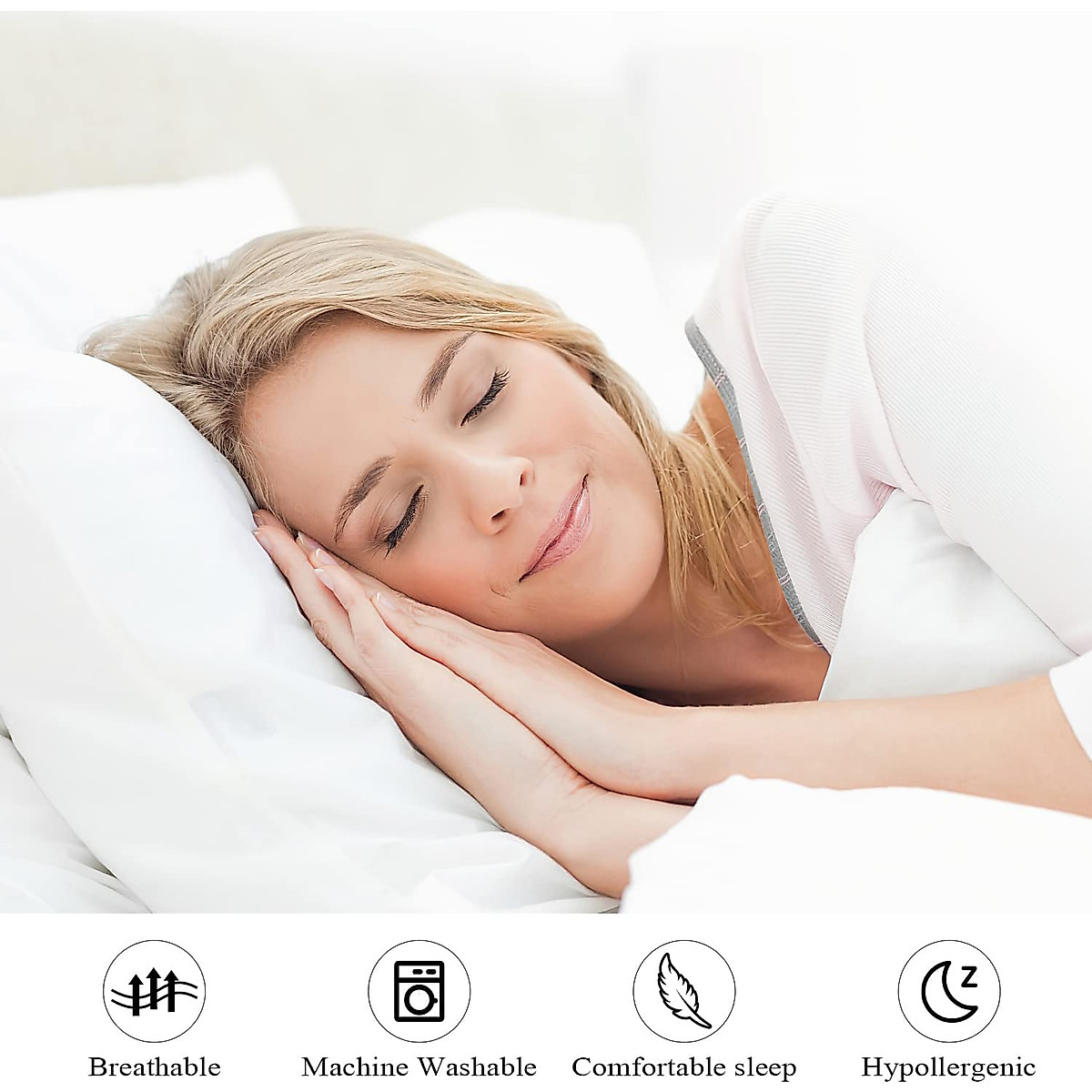 100% Egyptian Cotton Pillow Protectors Set of 2, 600 Thread Count King Size Bed Pillow Cases with Zipper, Sateen Weave Cooling Pillow Cases Quiet and Breathable Easy Care (2PCS, King, White)