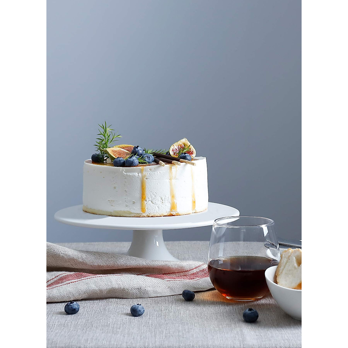 Sweese 10inch Porcelain Cake Stand Round Dessert Stand White + 3 Tier Cupcake Stand Porcelain Dessert Stand White