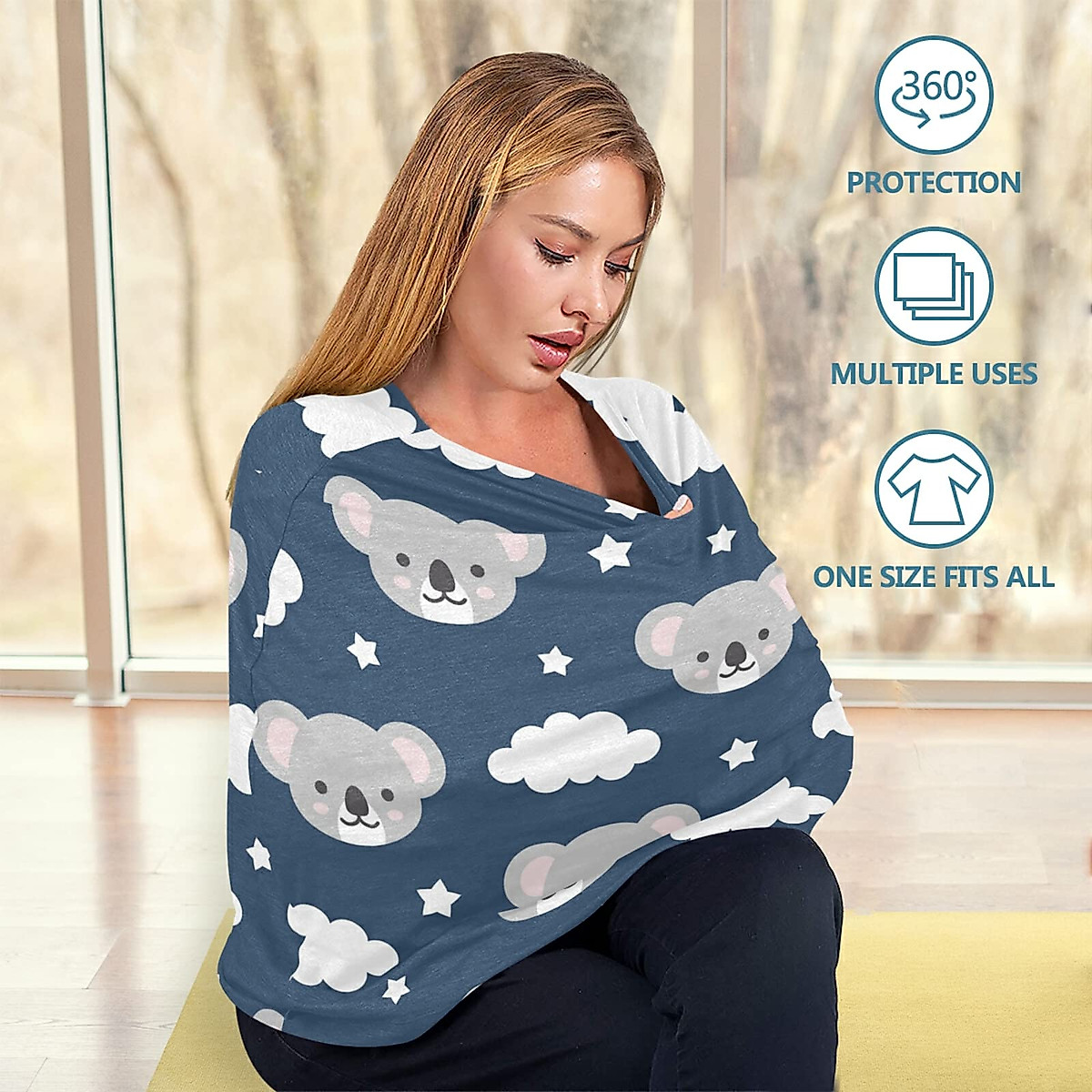 Nursing Cover Breastfeeding Scarf Cute Koala - Baby Car Seat Covers, Infant Stroller Cover, Carseat Canopy(55)