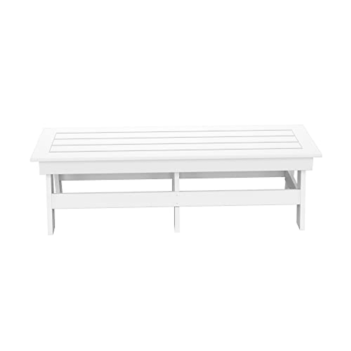 KEVINSPACE 59'' Outdoor Bench Patio Garden Poly Backless Bench, Supreme Quality Seat, Durable Frame, Weatherproof - Perfect for Balconies, Home, Backyard,Loung White