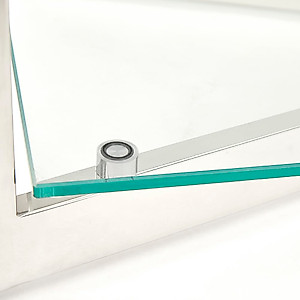 Uptown Club Stampley Modern Table for Living Room with 2 Tempered Glass Shelves and Polished Stainless Steel Frame, Silver