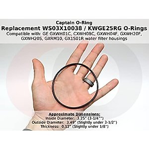 Captain O-Ring - GE KWGE25RG (WS03X10038) Replacement ORings for GE GXWH01C, CXWH08C, GXWH04F, GXWH20F, GXWH20S, GXRM10 & GX1S01R Water Filters (3 Pack)