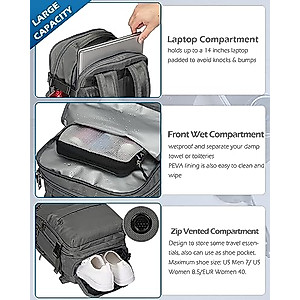 Hynes Eagle 2 in 1 Rolling Backpack 42L Backpack with Wheels Airline Approved Carry on Luggage Laptop Travel Backpack for Women Men Grey with 20L Personal Item Underseat Bag Grey