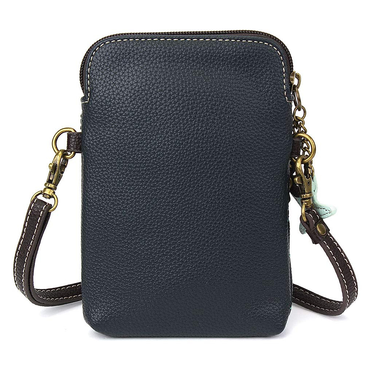 CHALA Cell Phone Crossbody Purse-Women PU Leather/Canvas Multicolor Handbag with Adjustable Strap - Two Turtles - navy