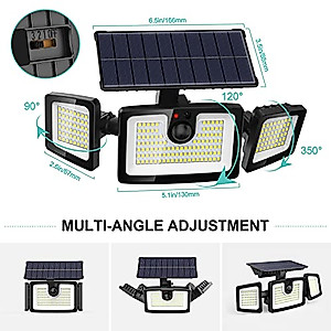 iMaihom Solar Flood Lights Outdoor, 2500LM 202 LED Security Lights, 3 Heads Motion Sensor Lights with Remote Control, IP65 Waterproof, 270°Wide Angle Flood Wall Lights for Yard Porch Garden, 2 Pack