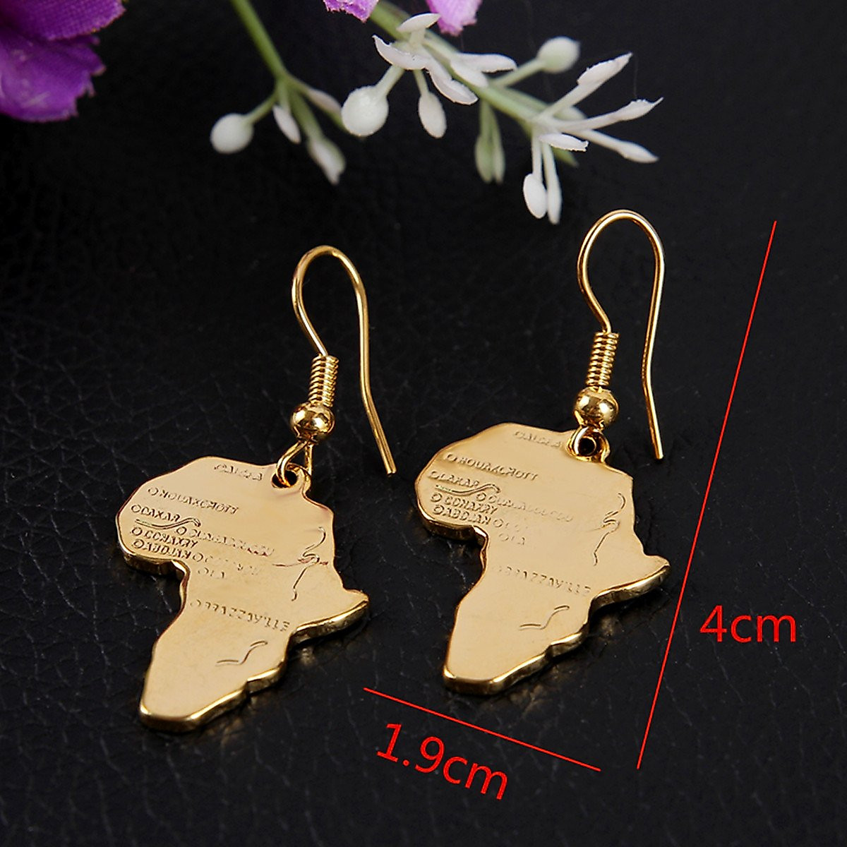 24k Gold Plated Brass Africa Map Dangle Earring