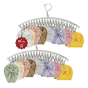ZURLEFY 40 Clips Hat Holder Storage for Door Wall, Hat Hangers for Closet Organizer and Storage for Baseball Caps, Beanie & Accessories(26-02)