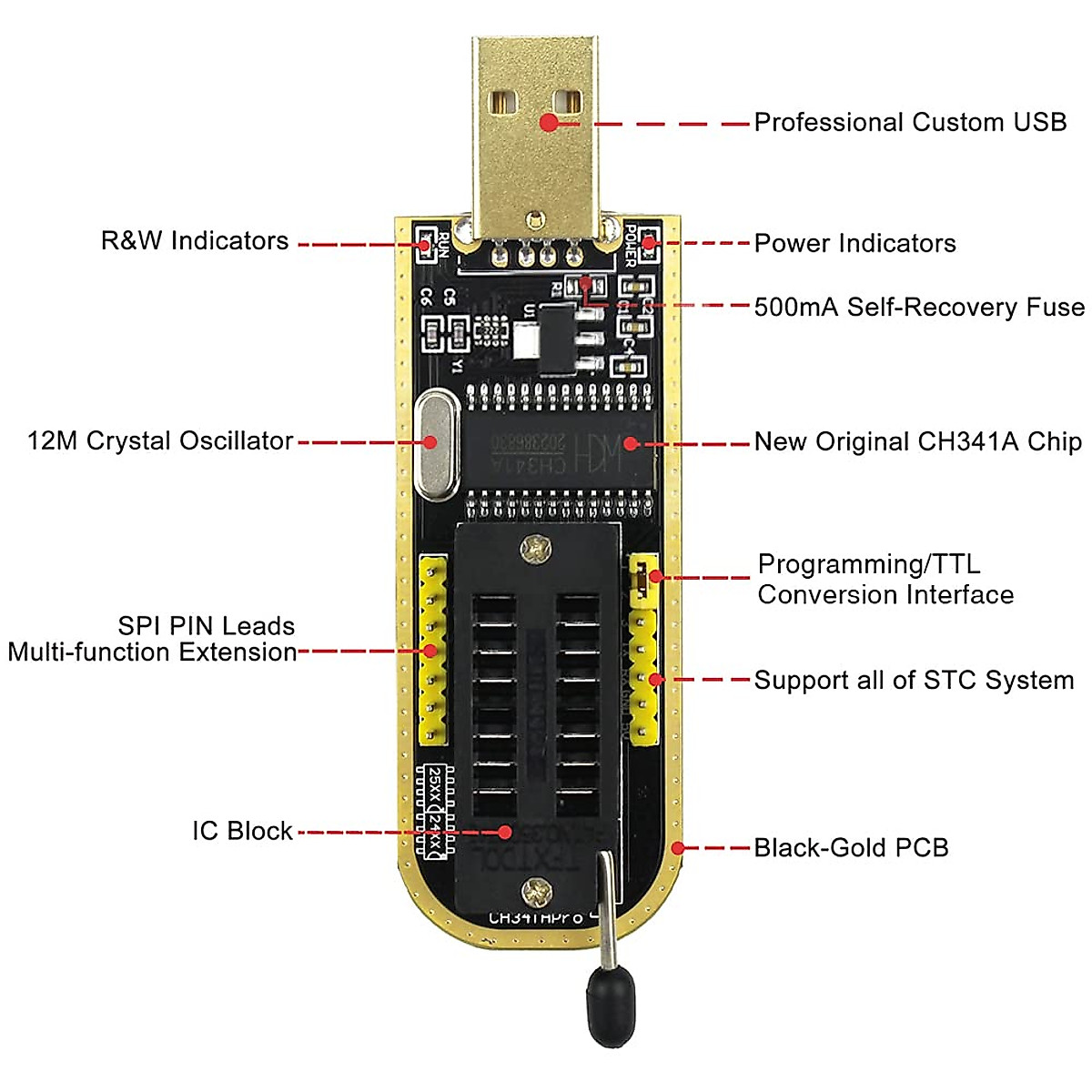 KeeYees SOP8 SOIC8 Test Clip and CH341A USB Programmer Flash for Most of 24 25 Series BIOS Chip with PDF Tutorial