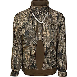 Drake Mens Fleece Lined Guardian Flex Quarter Zip Hunting Jacket, Large, Mossy Oak Bottomland