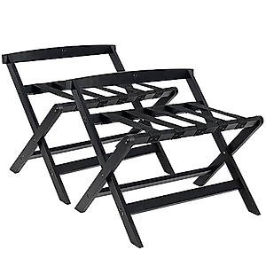 ALAPUR 2 Pack Folding Luggage Rack for Guest Room with Back, Foldable Suitcase Stand Holder for Bedroom, Living Room, Hotel Essentials