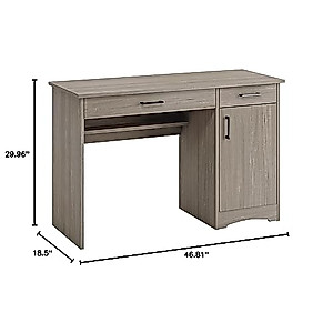 Sauder Beginnings Desk, L: 46.81" x W: 18.50" x H: 29.96", Silver Sycamore Finish