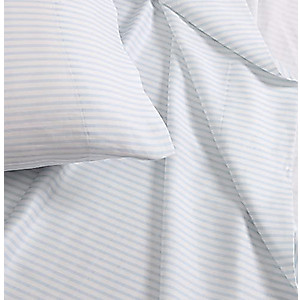Laura Ashley - King Sheets, Soft Sateen Cotton Bedding Set - Sleek, Smooth, & Breathable Home Decor (Ramona Blue, King)