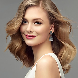 Glenmal 8 Pairs Jhumka Indian Earrings Bohemian Dangle Earring Retro Metal Hollow Earrings Chandelier Earrings Women(Vintage)