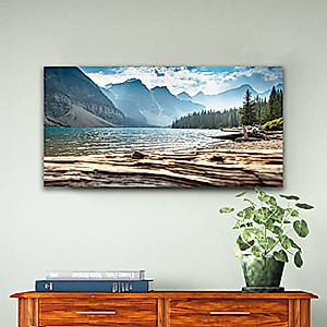WRHIDBLSWRW Framed Canvas Wall Art Print On Canvas Moraine Lake in Banff National Park Canada Pictures Posters Artwork for Living Room Bedroom Ready to Hang Wall Decor 20X40
