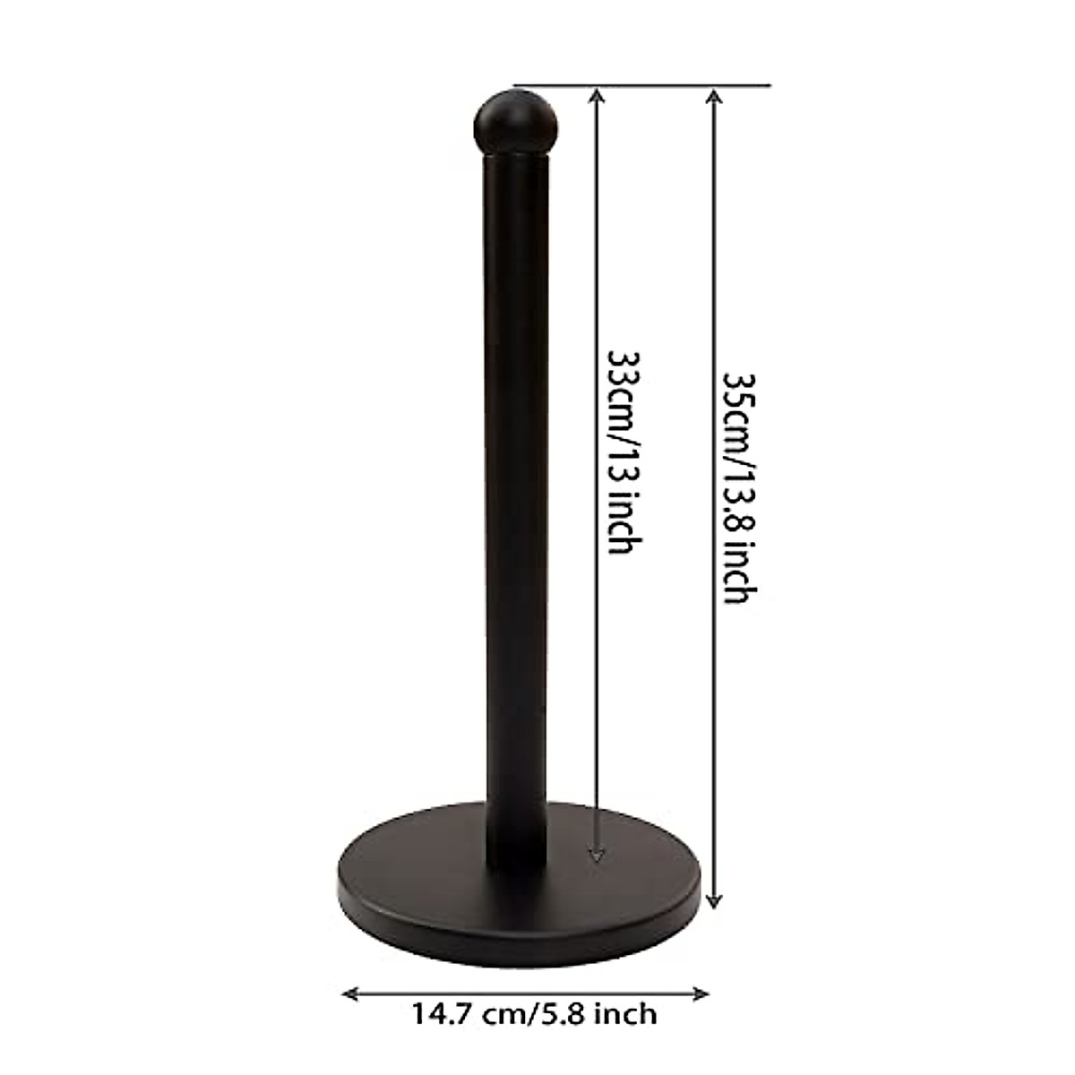 ANGEORY Paper Towel Holder Black Paper Towel Holder Countertop Paper Towel Holder Stand with Heavy Duty Base Stainless Steel Paper Towel Holder Kitchen Standing Paper Towel Roll Holders, Matte Black