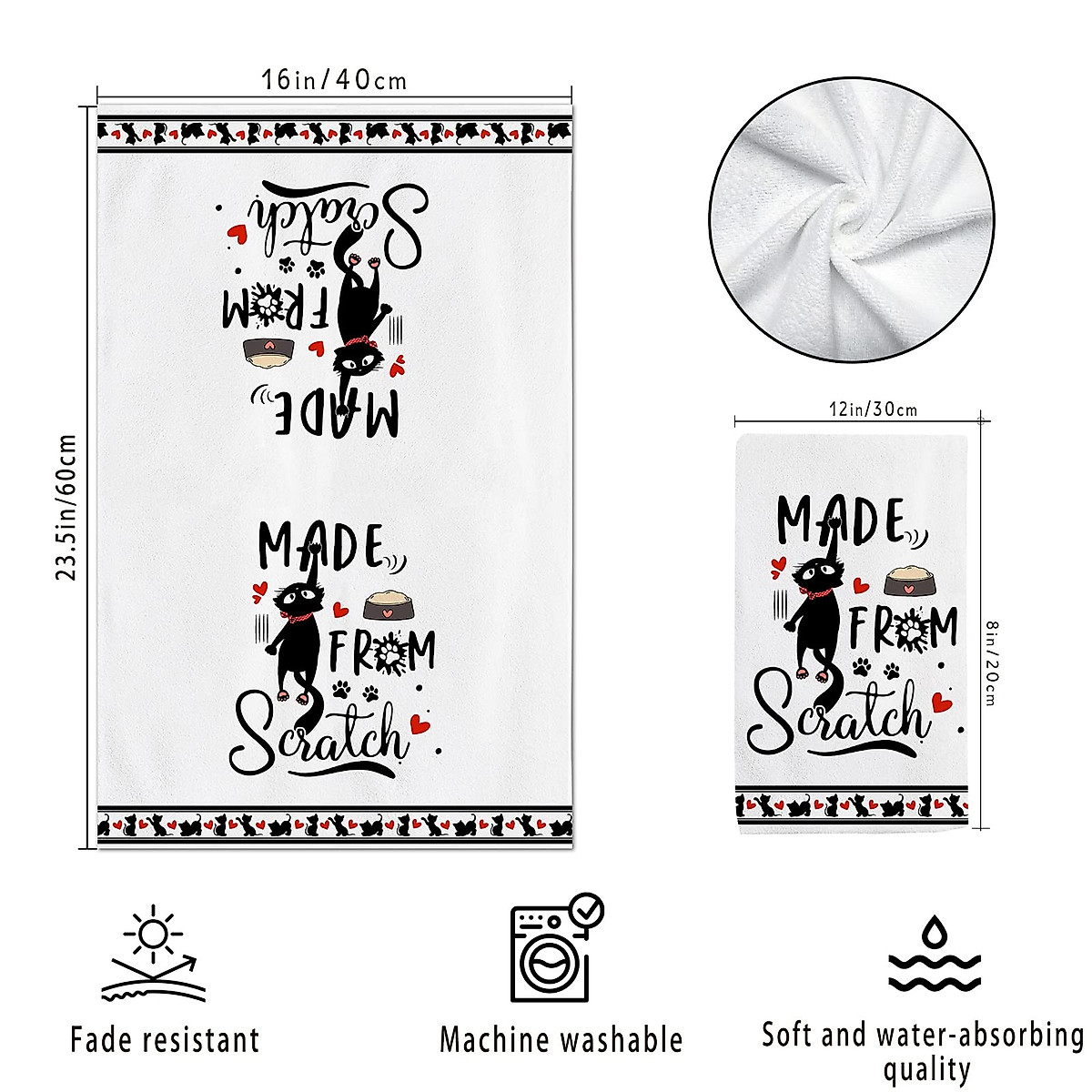 Hexagram Cat Kitchen Towels Set of 4, Cat Lover Gifts Cat Hand Towels for Kitchen Housewarming Farmhouse Kitchen Gifts,Cat Lovers Accessories for Women