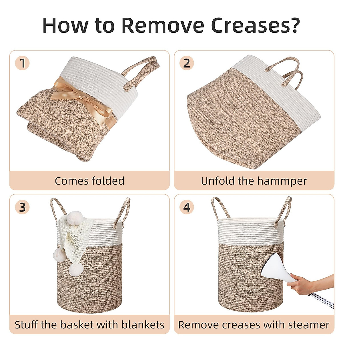 Woven Laundry Basket Laundry Hamper for Bedroom, Dirty Clothes Hamper Tall Basket, Boho Laundry Basket Nursery Hamper, 58l Large Laundry Hamper Dirty Clothes Basket Clothes Hampers for Laundry Blanket