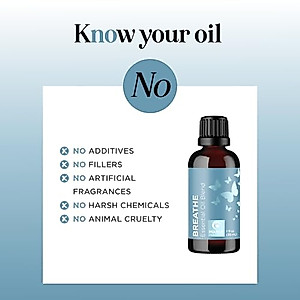 Breathe Essential Oil for Diffuser - Invigorating and Refreshing Breathe Essential Oil Blend with Eucalyptus Peppermint Tea Tree and Mint for Diffusers for Home and Shower Aromatherapy (1 Fl Oz)