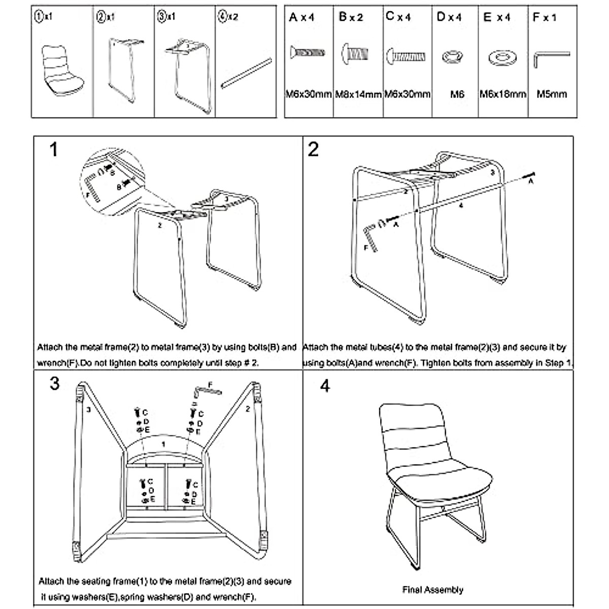 CangLong Modern Accent Kitchen Chairs with Fabric Soft Padded Back in Checkered Pattern and Chrome Legs, Set of 2,Grey