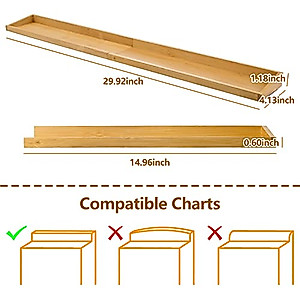 Magnetic Stovetop Shelf, Bamboo Stove Shlef Rack for Spice Storage, Over Stove Top Shelf Organizer for Kitchen, Natural Over Stovetop Oven Shelf Spice Rack Above The Stove 15" X 2 Pack, 30" Length