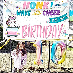 Unicorn Honk Its My Birthday Yard Sign - Big 72x40 Inch Honk Wave and Cheer Birthday Banner | Unicorn Birthday Banner Quarantine Drive By Birthday Decorations | Unicorn Birthday Decorations for Girls
