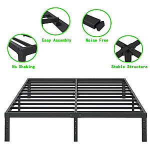 Cieemine 12 Inch California King Bed Frame, Heavy Duty Metal Cal King Bed Frame, No Box Spring Needed, Easy Assembly, Noise-Free, Black