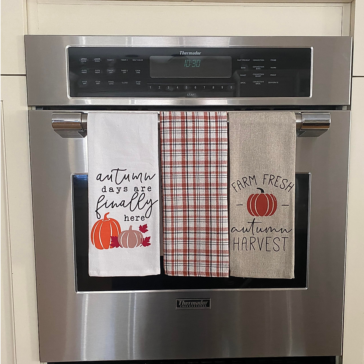 Serafina Home Farmhouse Kitchen Dish Towels: Autumn Days are Finally Here, Enjoy! Pumpkin Theme (Design 4)